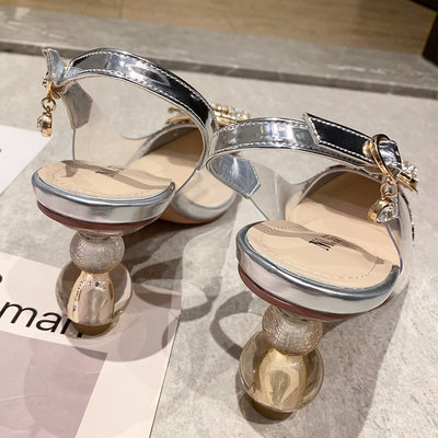 6111-7 Sexy Pointed-Toe Rhinestone Snake Print High-Heeled Shoes With Thin Sandals And Transparent Back Straps Women'S S