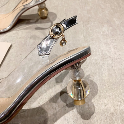 6111-7 Sexy Pointed-Toe Rhinestone Snake Print High-Heeled Shoes With Thin Sandals And Transparent Back Straps Women'S S