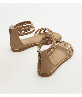 BS134 Foreign Trade Sandals Women 2021 New Wild Fairy Style Flat Bottom Summer Ladies Fashion Rivet Roman Shoes Footwear