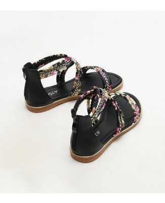 BS135 Sandals Female Summer Flat Bottom Fairy Style Open-Toed Floral Cloth Word With Non-Slip Roman Shoes Women'S Shoes