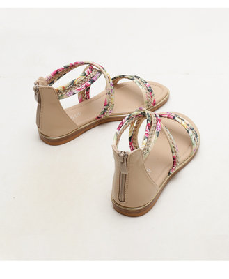 BS135 Sandals Female Summer Flat Bottom Fairy Style Open-Toed Floral Cloth Word With Non-Slip Roman Shoes Women'S Shoes