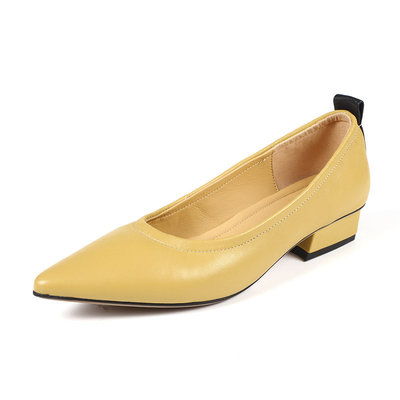 HZM007 Pointed Temperament Baotou Women'S Shoes Summer Daily Commuting Temperament Sweet Shallow Mouth Single Shoes Leat