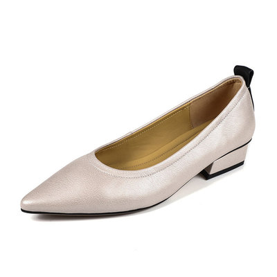 HZM007 Pointed Temperament Baotou Women'S Shoes Summer Daily Commuting Temperament Sweet Shallow Mouth Single Shoes Leat
