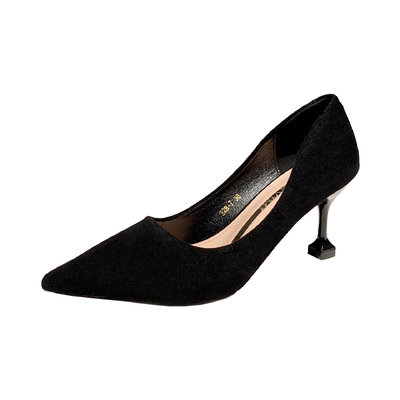 528-1 New Pointed Shallow Mouth Suede Stiletto Fashion Shoes Sexy Mid-Heel Four Seasons Shoes Women'S High Heels Wholesa