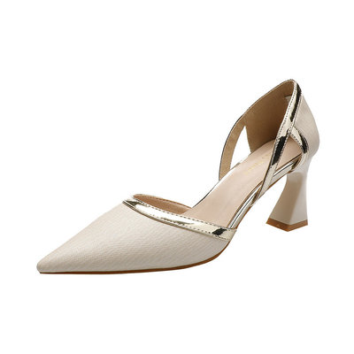 3668-2 Korean Fashion Pointed Shallow Mouth High Heels Thick Heel Sexy Professional Sandals Nightclub Banquet All-Match