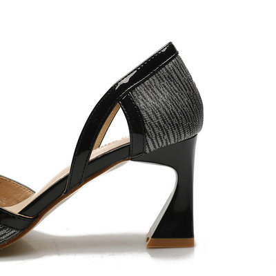 3668-2 Korean Fashion Pointed Shallow Mouth High Heels Thick Heel Sexy Professional Sandals Nightclub Banquet All-Match