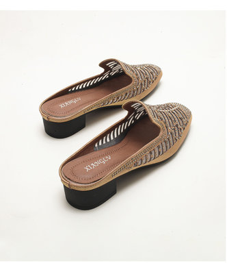 BS149 Slippers Women'S Summer Rhinestone Slippers Women'S Outer Wear Non-Slip Mid-Heel Sandals Lazy Ladies Sandals