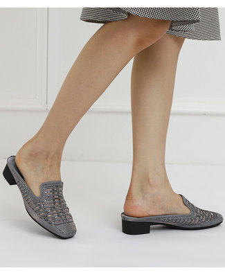 BS149 Slippers Women'S Summer Rhinestone Slippers Women'S Outer Wear Non-Slip Mid-Heel Sandals Lazy Ladies Sandals
