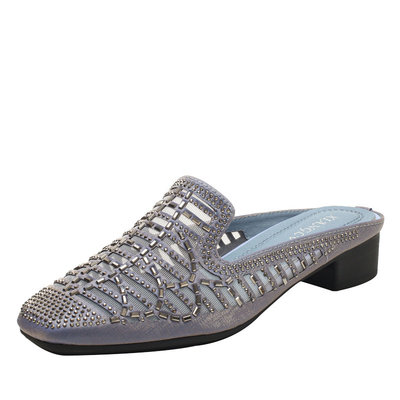 BS149 Slippers Women'S Summer Rhinestone Slippers Women'S Outer Wear Non-Slip Mid-Heel Sandals Lazy Ladies Sandals
