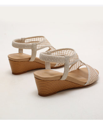 BS150 Wedge Heel Sandals Women'S Summer New Fashion Elastic Band Mid-Heel Fish Mouth Breathable Mesh Roman Shoes Sandals