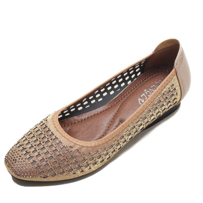 BS152 Factory Supply Mesh Shallow Mouth Sandals Hollow Single Shoes 2021 New Comfortable And Breathable Women'S Shoes Fa