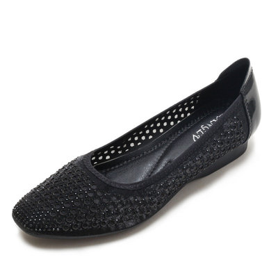 BS153 Mesh Sandals Hollow Single Shoes New Flat Soft Bottom Pressure Drill Women'S Shoes Fashionable Mother Shoes Comfor