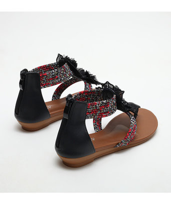 BS154 Slope heel sandals women summer European and American new fashion Flip Roman shoes flowers Bohemia mother shoes