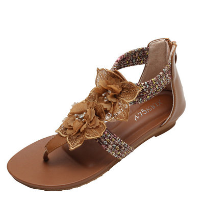 BS154 Slope heel sandals women summer European and American new fashion Flip Roman shoes flowers Bohemia mother shoes