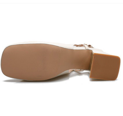 1866-1 Sexy High Heels Horsebit Mary Jane Women'S Shoes Square Toe Thick Heel Single Shoes Women Summer Mid-Heel Sandals