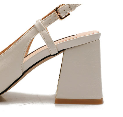 1866-1 Sexy High Heels Horsebit Mary Jane Women'S Shoes Square Toe Thick Heel Single Shoes Women Summer Mid-Heel Sandals