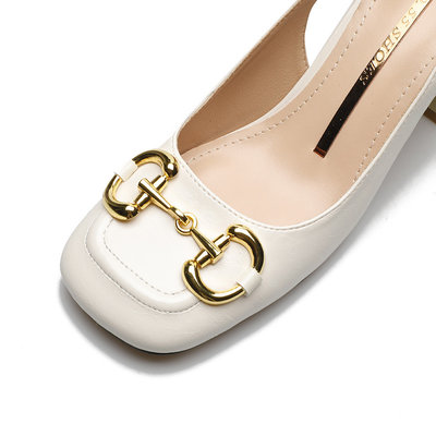 1866-1 Sexy High Heels Horsebit Mary Jane Women'S Shoes Square Toe Thick Heel Single Shoes Women Summer Mid-Heel Sandals