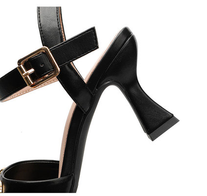 2035-5 Sexy Open-Toed High Heels Nightclub Was Thin, One Word With Sandals Thick Heel Net Celebrity Party Women'S Shoes