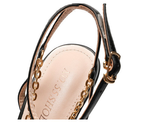 3193-3 European And American Sexy Square Toe Open Toe High Heels, Metal Chain, Thin Sandals, Stiletto Heel Women'S Shoes