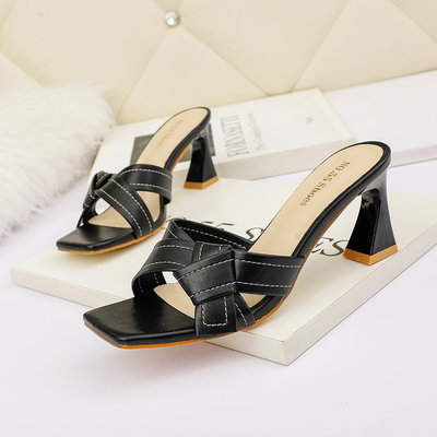 5569-1 Korean Fashion Open-Toe High Heels Are Thin Sexy All-Match Sandals Thick Heel Net Celebrity Party Sandals Women'S