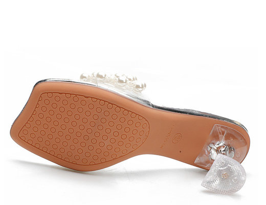 7018-3 Korean Fashion Open Toe High Heels Square Toe Pearl Thin Sandals Fine Heel Net Red Wild Cat With Sandals