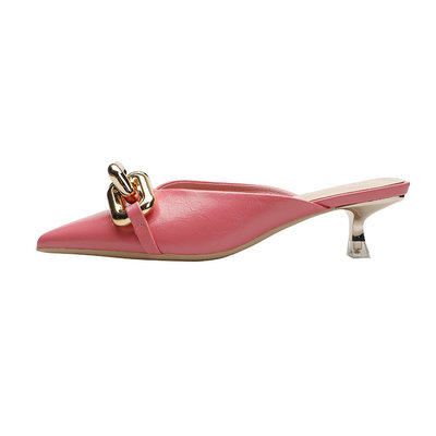 8001-2 Korean Fashion Pointed Shallow Mouth High Heels Metal Buckle Thin Sexy Sandals Stiletto Net Red Sandals