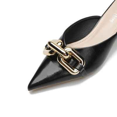 8001-2 Korean Fashion Pointed Shallow Mouth High Heels Metal Buckle Thin Sexy Sandals Stiletto Net Red Sandals