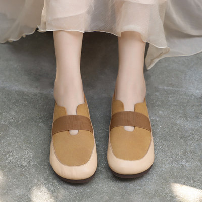 HZM008 Single Shoes Women Fall/Winter 2021 New Style Ladies Fashion Single Shoes Retro Leather Women'S Shoes Lazy Single
