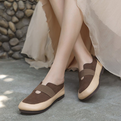 HZM008 Single Shoes Women Fall/Winter 2021 New Style Ladies Fashion Single Shoes Retro Leather Women'S Shoes Lazy Single
