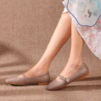 HZM009 Single Shoes Women Ladies Fashion Single Shoes Square Head Shallow Mouth Fashion All-Match Single Shoes One Pedal