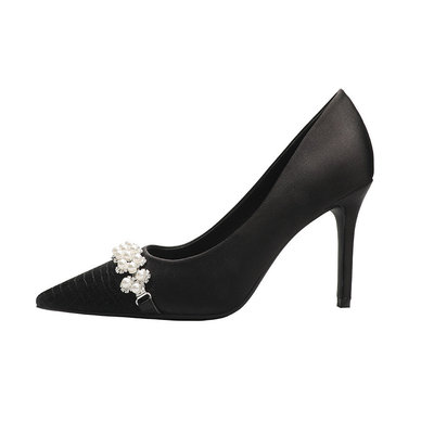 8333-5 Sexy Pointed Toe Color Matching High Heels Rhinestones Were Thin Beaded Women'S Single Shoes Net Celebrity Banque