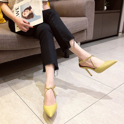 YTH001 Baotou Women'S Sandals Pointed Toe Fashion Buckle Strap Ladies Stiletto Cross Strap High Heels Brand Women'S Shoe