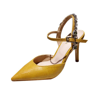 YTH002 Sandals Women'S Summer Fashion Pointed Stiletto Heels With Rhinestones And Bright Diamonds Snake Pattern High Hee