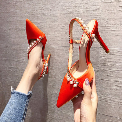YTH003 Customized Women'S Shoes Autumn New Sexy Word With Satin Rhinestones Diamond-Studded European And American High H