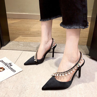 YTH003 Customized Women'S Shoes Autumn New Sexy Word With Satin Rhinestones Diamond-Studded European And American High H