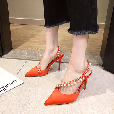 YTH003 Customized Women'S Shoes Autumn New Sexy Word With Satin Rhinestones Diamond-Studded European And American High H