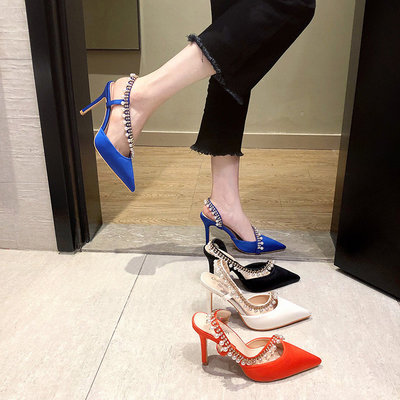 YTH003 Customized Women'S Shoes Autumn New Sexy Word With Satin Rhinestones Diamond-Studded European And American High H