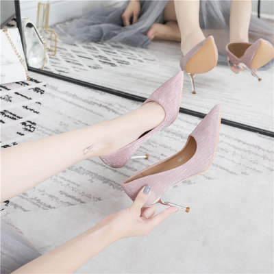 YTH012 High-Heeled Shoes Women'S 2021 Summer And Autumn New Style European And American Pointed High-Heeled Shallow Mout