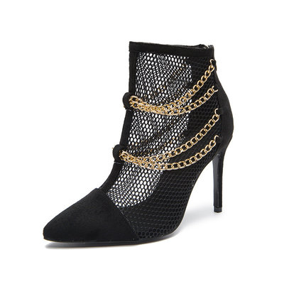 YTH013 Shoes Metal Chain Children'S Boots Autumn 2021 New Fashion Stiletto High Heel Short Boots High Heels Brand Women'
