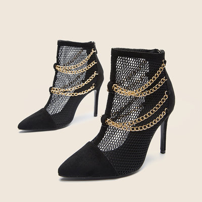 YTH013 Shoes Metal Chain Children'S Boots Autumn 2021 New Fashion Stiletto High Heel Short Boots High Heels Brand Women'