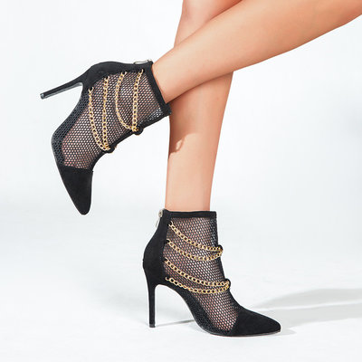 YTH013 Shoes Metal Chain Children'S Boots Autumn 2021 New Fashion Stiletto High Heel Short Boots High Heels Brand Women'