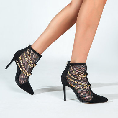 YTH013 Shoes Metal Chain Children'S Boots Autumn 2021 New Fashion Stiletto High Heel Short Boots High Heels Brand Women'