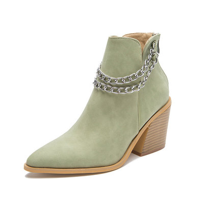YTH021 Shoes Metal Chain Children'S Boots Autumn 2021 New Fashion Stiletto High Heel Short Boots High Heels Brand Women'