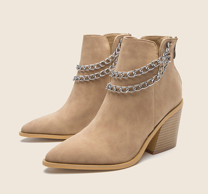 YTH021 Shoes Metal Chain Children'S Boots Autumn 2021 New Fashion Stiletto High Heel Short Boots High Heels Brand Women'
