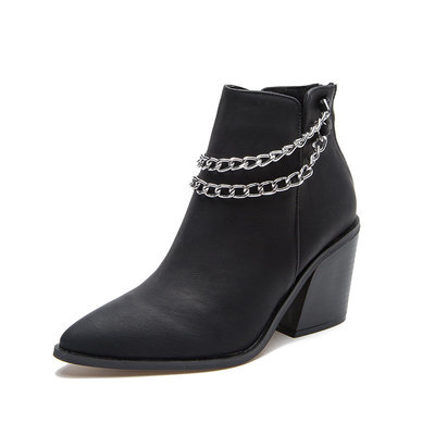 YTH021 Shoes Metal Chain Children'S Boots Autumn 2021 New Fashion Stiletto High Heel Short Boots High Heels Brand Women'