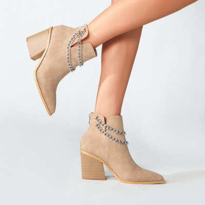 YTH021 Shoes Metal Chain Children'S Boots Autumn 2021 New Fashion Stiletto High Heel Short Boots High Heels Brand Women'