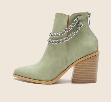 YTH021 Shoes Metal Chain Children'S Boots Autumn 2021 New Fashion Stiletto High Heel Short Boots High Heels Brand Women'
