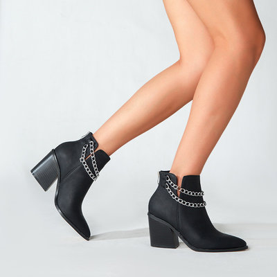 YTH021 Shoes Metal Chain Children'S Boots Autumn 2021 New Fashion Stiletto High Heel Short Boots High Heels Brand Women'