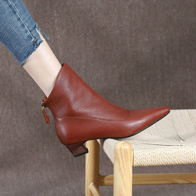 HZM031 Cowhide Women'S Single Shoes Autumn And Winter New British Style Women'S Shoes Retro All-Match Derby Shoes Soft S