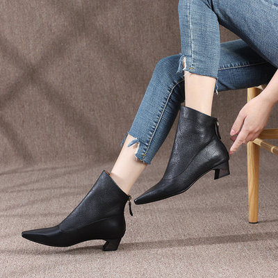 HZM031 Cowhide Women'S Single Shoes Autumn And Winter New British Style Women'S Shoes Retro All-Match Derby Shoes Soft S